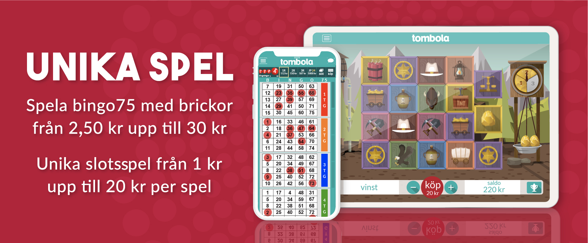 Spela bingo och vinn tillsammans med dina vänner online på Tombola.